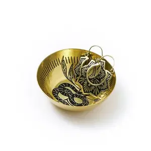MATR BOOMIE Saanp Snake Round Brass Trinket Dish