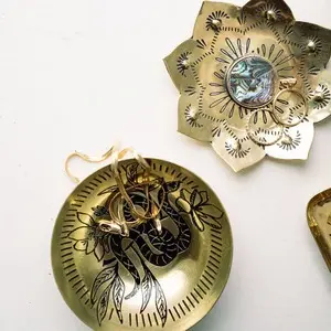 MATR BOOMIE Saanp Snake Round Brass Trinket Dish