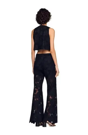 Sandro Embroidered Guipure Crop Top