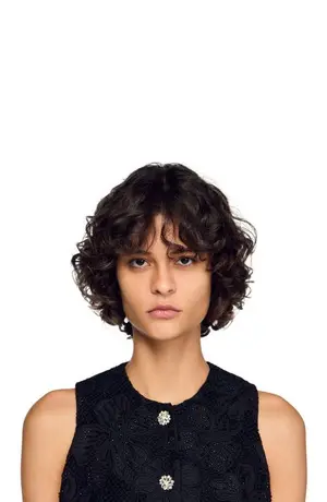 Sandro Embroidered Guipure Crop Top