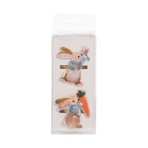 C&F HOME Easter Rabbit Holding Carrot Decorative Set Of 4 Gold Napkin Rings