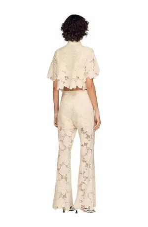 Sandro Guipure Lace Trousers - Ecru
