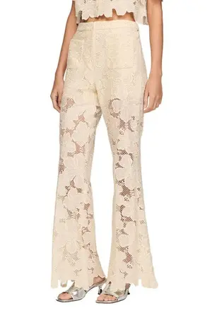 Sandro Guipure Lace Trousers - Ecru