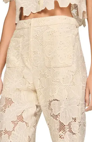 Sandro Guipure Lace Trousers - Ecru