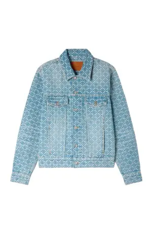 Sandro Square Cross Jacquard Denim Jacket - Sky Blue