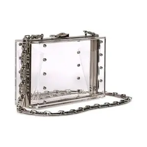DESERI Halo Crossbody Clutch With Fox Head Clasp - Silver