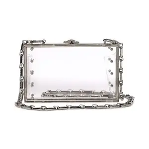 DESERI Halo Crossbody Clutch With Fox Head Clasp - Silver