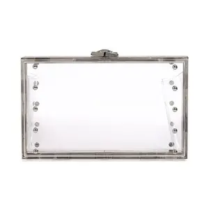 DESERI Halo Crossbody Clutch With Fox Head Clasp - Silver