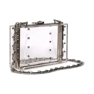 DESERI Halo Crossbody Clutch With Fox Head Clasp - Silver