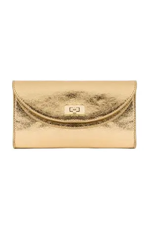 Sandro Mambo Metallic Leather Clutch - Gold