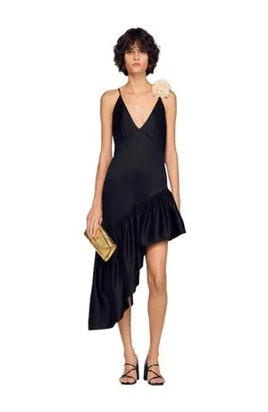 Sandro Mambo Metallic Leather Clutch - Gold