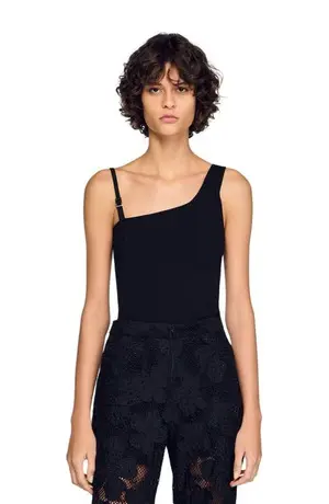 Sandro Asymmetric Knit Top With Strap