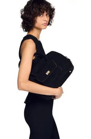 Sandro Ezmeh Suede Bag - Black