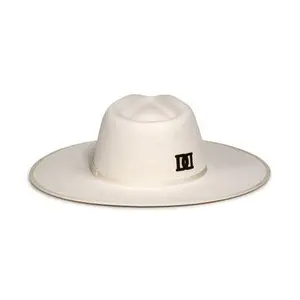 DESERI Flat Brim Hat With Ribbon Detail - Ivory