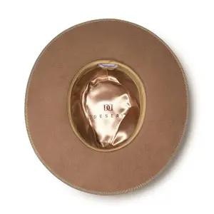 DESERI Flat Brim Hat With Ribbon Detail - Tan