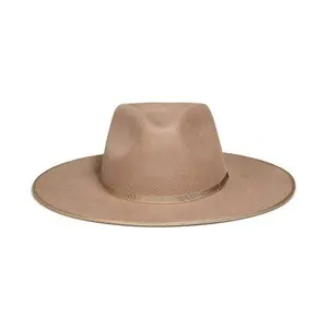 DESERI Flat Brim Hat With Ribbon Detail - Tan