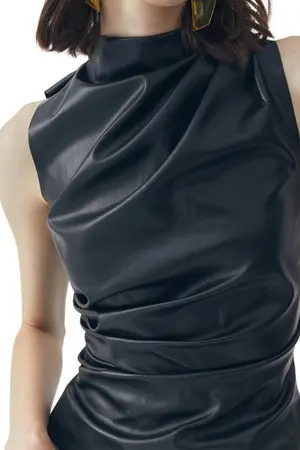 ATS Leather Tank With Ruched Detail