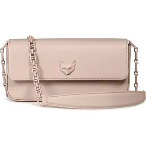 DESERI Michele Monochrome Crossbody Clutch In Calf Leather - Beige