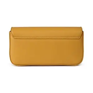 DESERI Michele Monochrome Crossbody Clutch In Calf Leather - Yellow