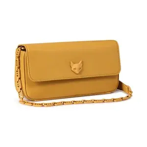DESERI Michele Monochrome Crossbody Clutch In Calf Leather - Yellow