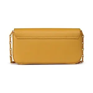 DESERI Michele Monochrome Crossbody Clutch In Calf Leather - Yellow