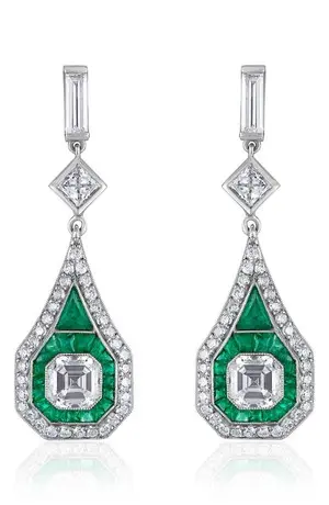 MINDI MOND Dare To Be Deco Drop Earrings - Emerald