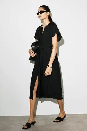 Cos Pleated Belted Midi Dress