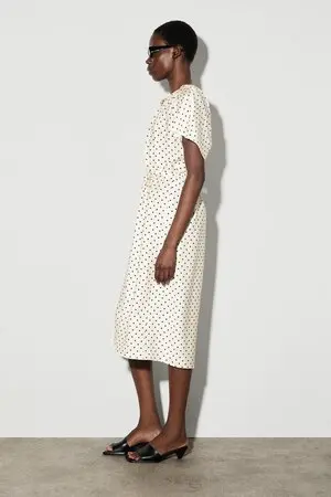 Cos Pleated Belted Midi Dress - White