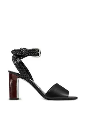 JIMMY CHOO Rori 85 Braided Buckled Sandals - Black