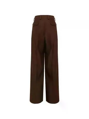 LANEUS Tailored Wide Leg Trousers - Brown