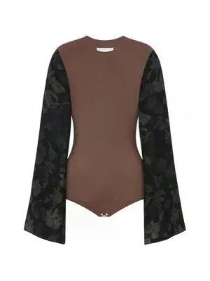 MAISON MARGIELA Floral-sleeves Top - Brown