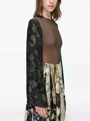 MAISON MARGIELA Floral-sleeves Top - Brown