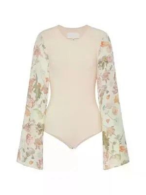 MAISON MARGIELA Floral Sleeve Bodysuit - Neutrals