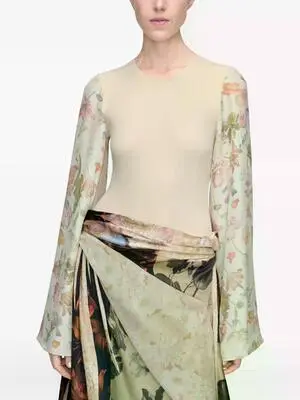 MAISON MARGIELA Floral Sleeve Bodysuit - Neutrals
