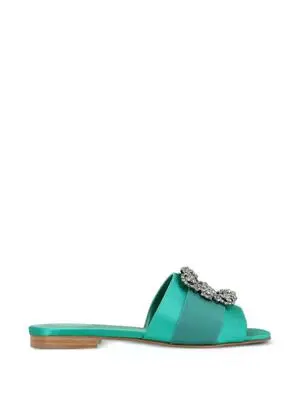 Manolo Blahnik Martamod Satin Flat Sandals