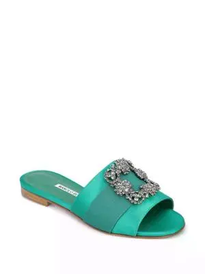 Manolo Blahnik Martamod Satin Flat Sandals