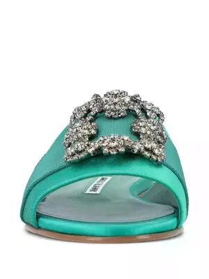 Manolo Blahnik Martamod Satin Flat Sandals
