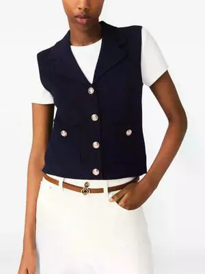 Maje Textured Wool Button Pocket Vest