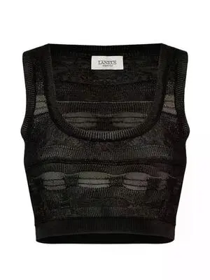 LANEUS Knit Cropped Top - Black