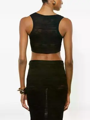 LANEUS Knit Cropped Top - Black