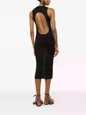LANEUS Knit Open-back Dress - Black