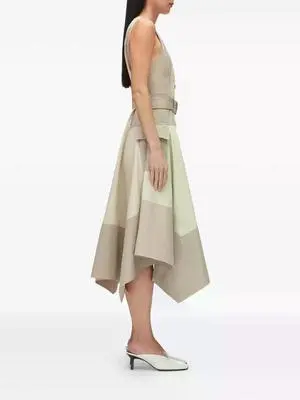 3.1 Phillip Lim Belted Button Cotton Midi Dress - Neutrals