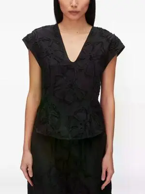 3.1 Phillip Lim Floral V-neck Blouse - Black
