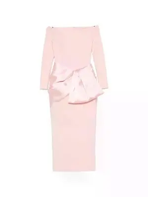 Solace London Rhianne Long-sleeve Midi Dress - Pink