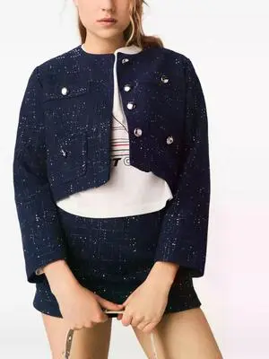 Maje Buttoned Tweed Blazer