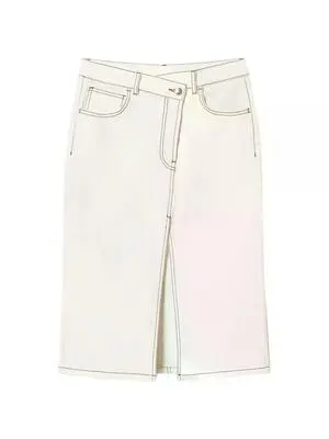 TWINSET Contrast-stitch Midi Skirt - Neutrals