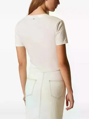 TWINSET Organic Cotton Bull Skirt With Asymmetric Fastening And Contrast Stitching