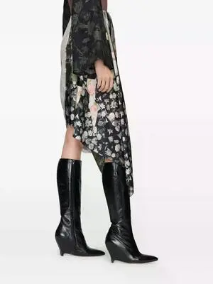 MAISON MARGIELA Silk Floral Draped Midi Skirt