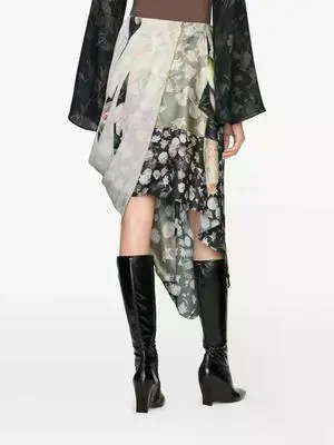 MAISON MARGIELA Silk Floral Draped Midi Skirt