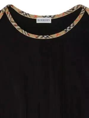 Burberry Check Trim Stretch Cotton T-shirt - Black